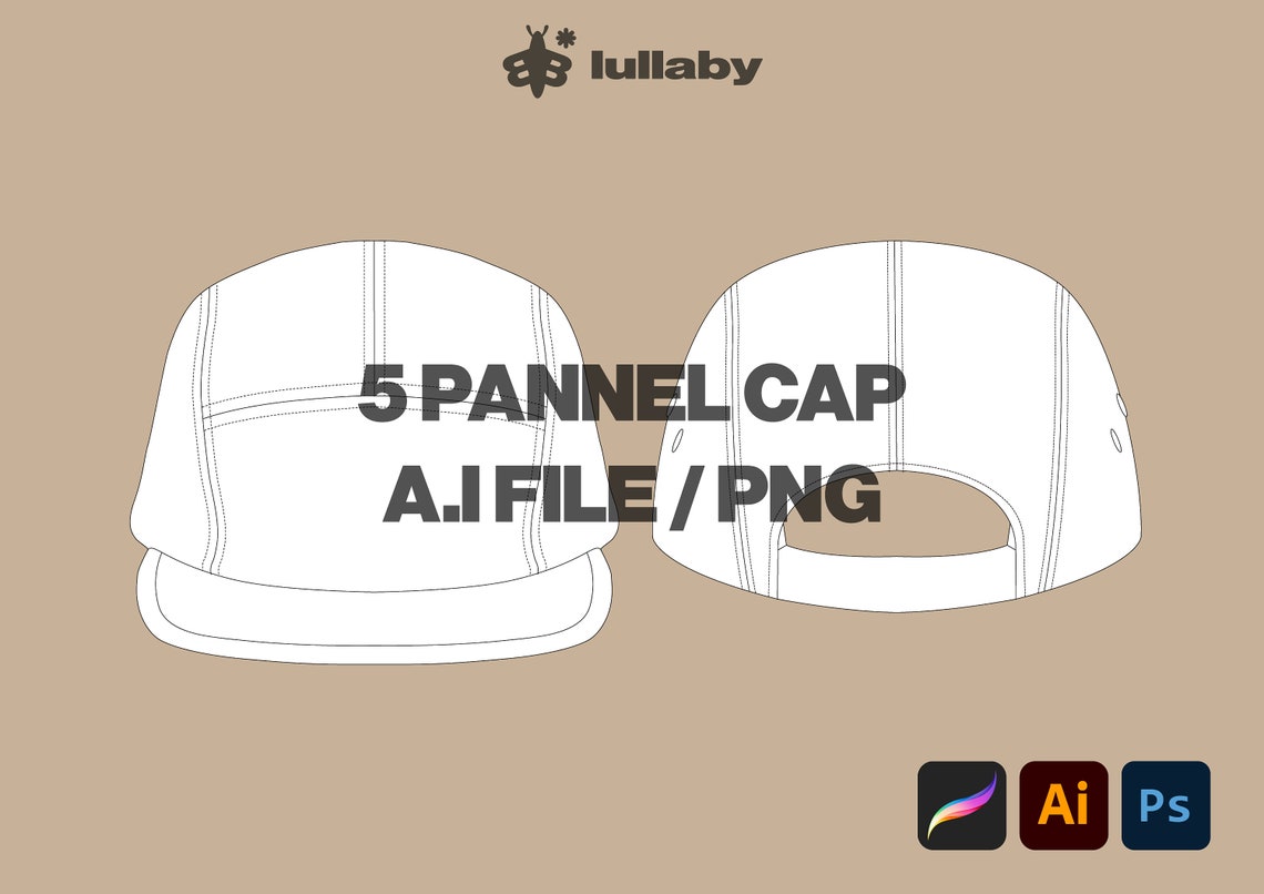 Streetwear Vector Cap Mockup 5 Pannel Cap Vector Tech Pack Illustrator ...