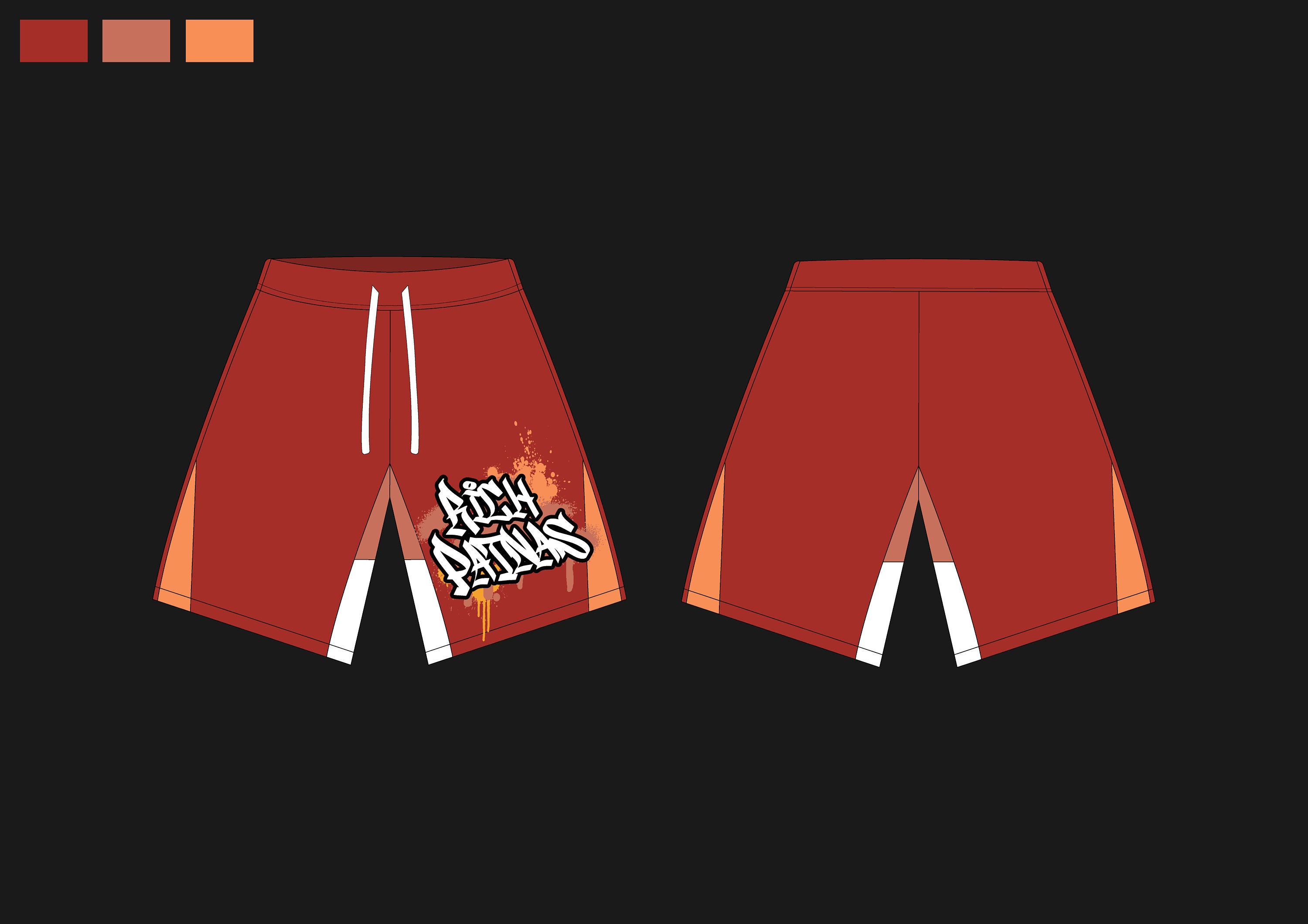 Streetwear Tech Pack Flared Shorts Mockup Streetwear Vector Template ...