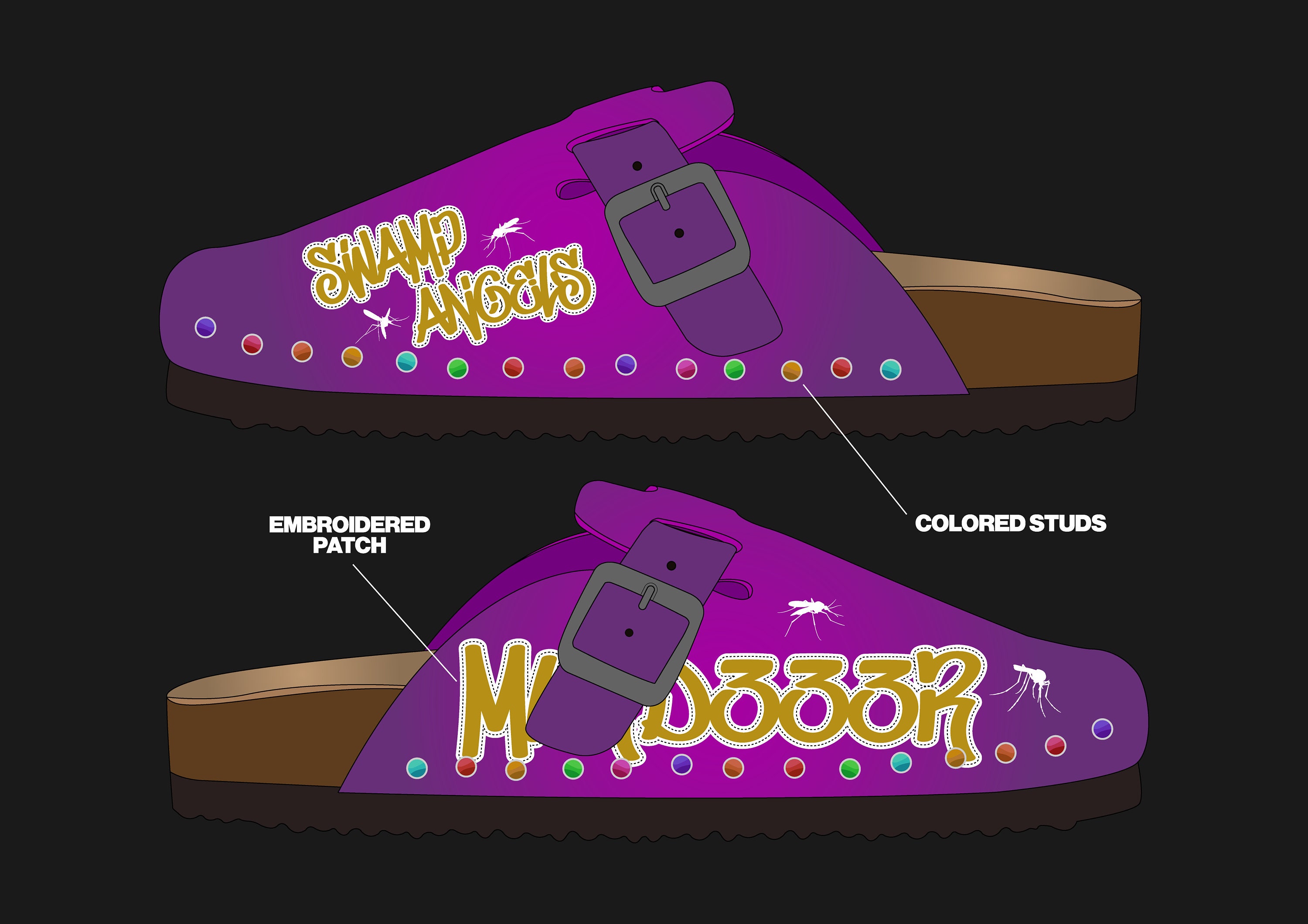 Streetwear Clogs Mockup Template: Vector Tech Pack (illustrator, PNG ...