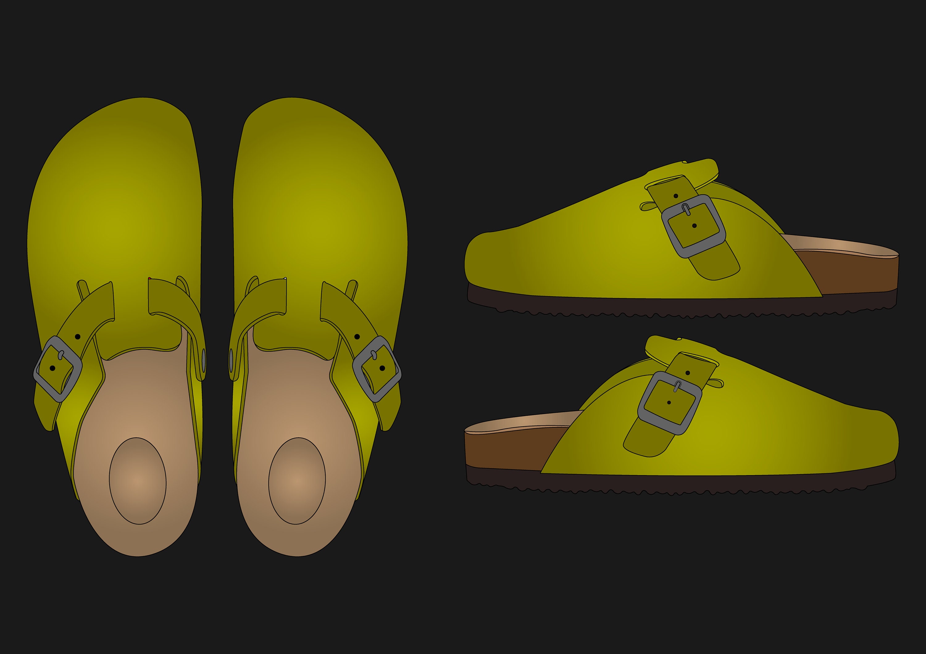 Streetwear Clogs Mockup Template: Vector Tech Pack (illustrator, PNG ...