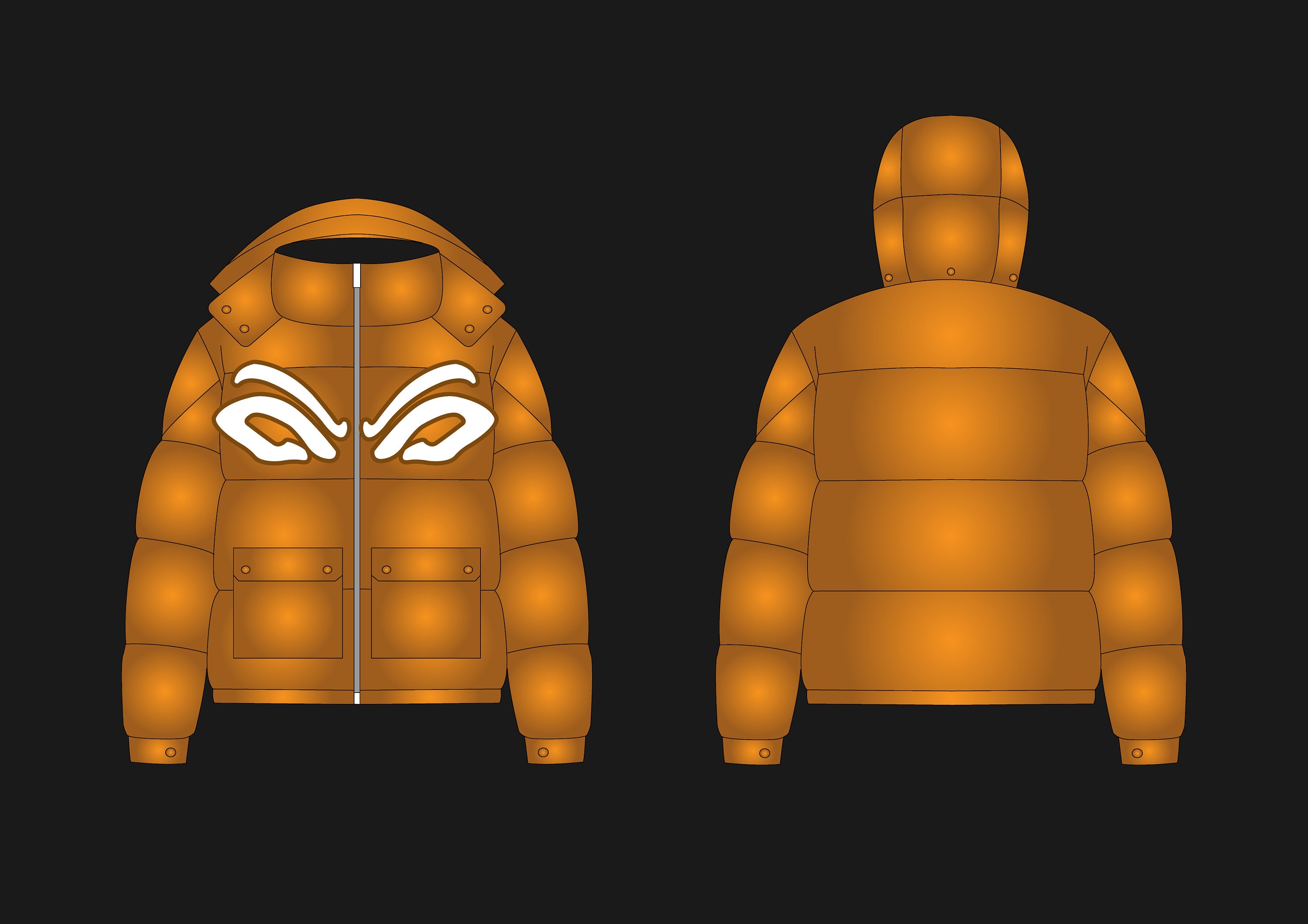 Puffer Jacket Mockup Streetwear Vector Template Procreate Template ...