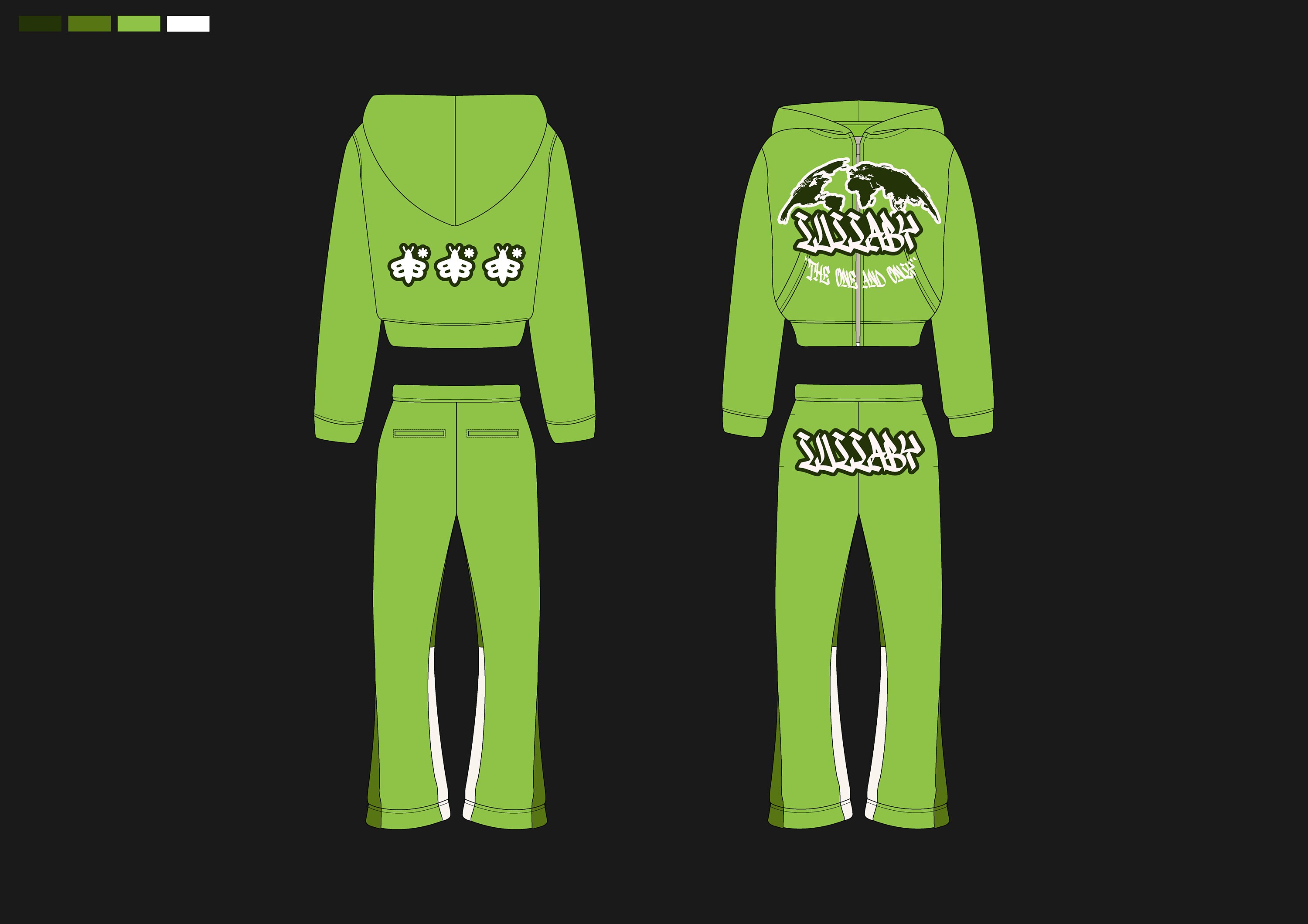 Women Cropped Hoodie Template Tracksuit Mockup Flared Sweats Vector ...