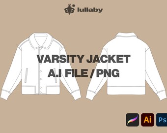 Streetwear Varsity Jacket Mockup Vector for Adobe Illustrator, JPG - Clothing Template for ...