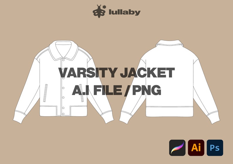 Streetwear Varsity Jacket Mockup Vector Adobe Illustrator - Etsy