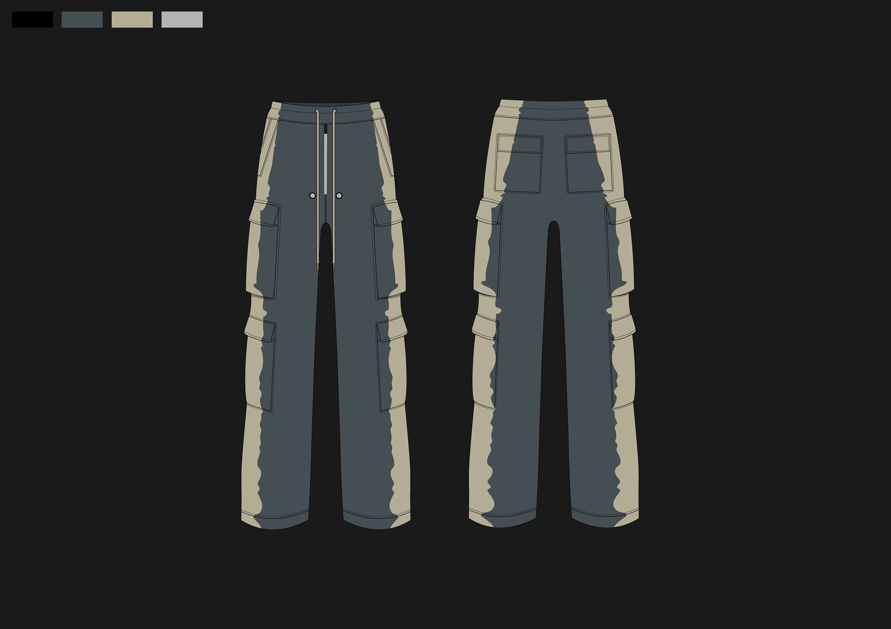 Streetwear Cargo Pants Template Wide Pants Vector Template Illustrator ...