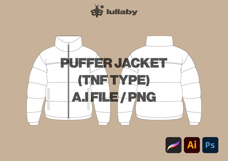 Streetwear Puffer Jacket TNF Mockup Vector Adobe - Etsy