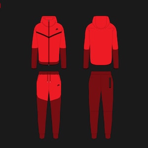 Tech Fleece Inspired Tracksuit Vector Mockup Template Blank Illustrator ...
