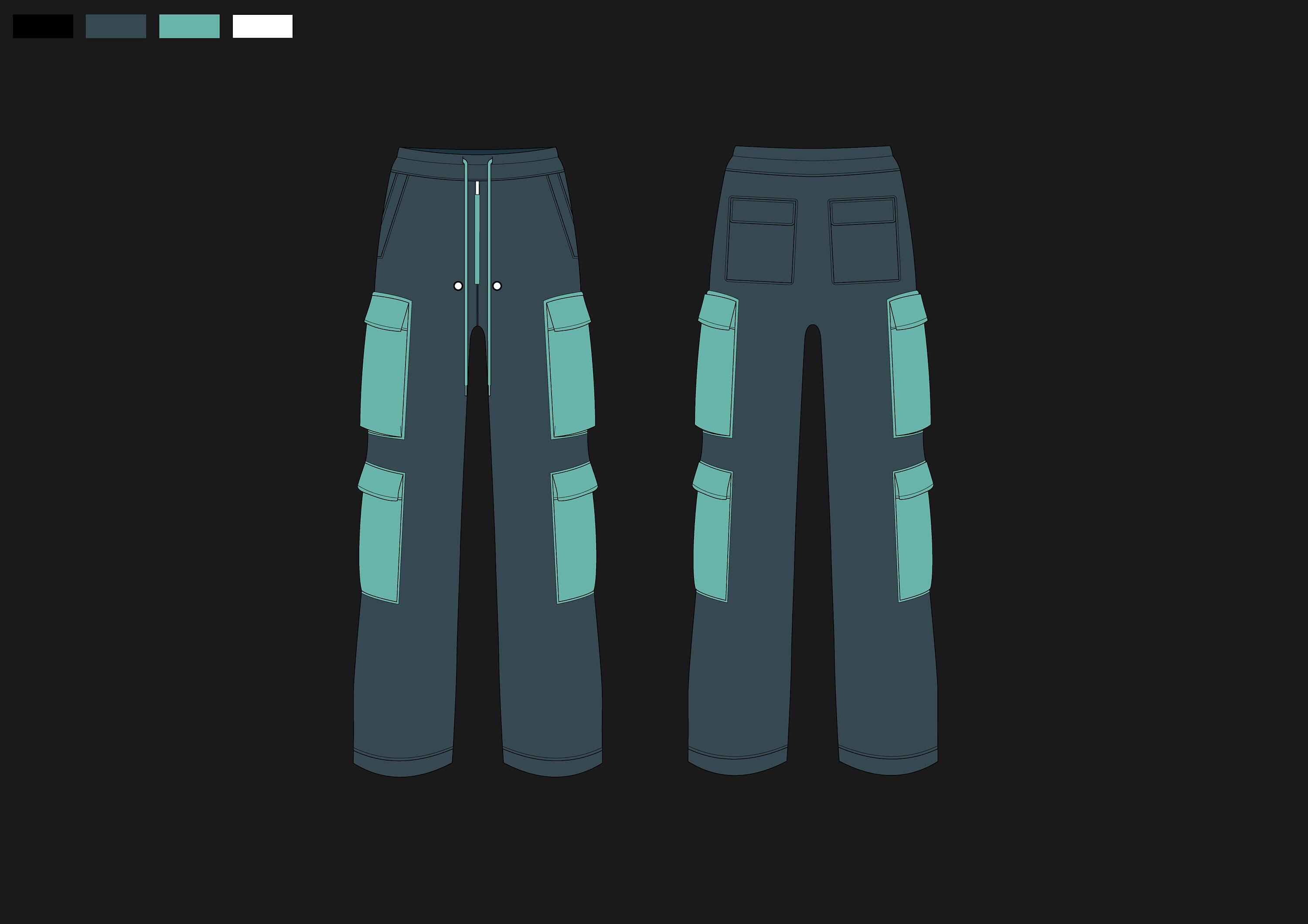 Cargo Pants Template Wide Pants Vector Template Illustrator - Etsy