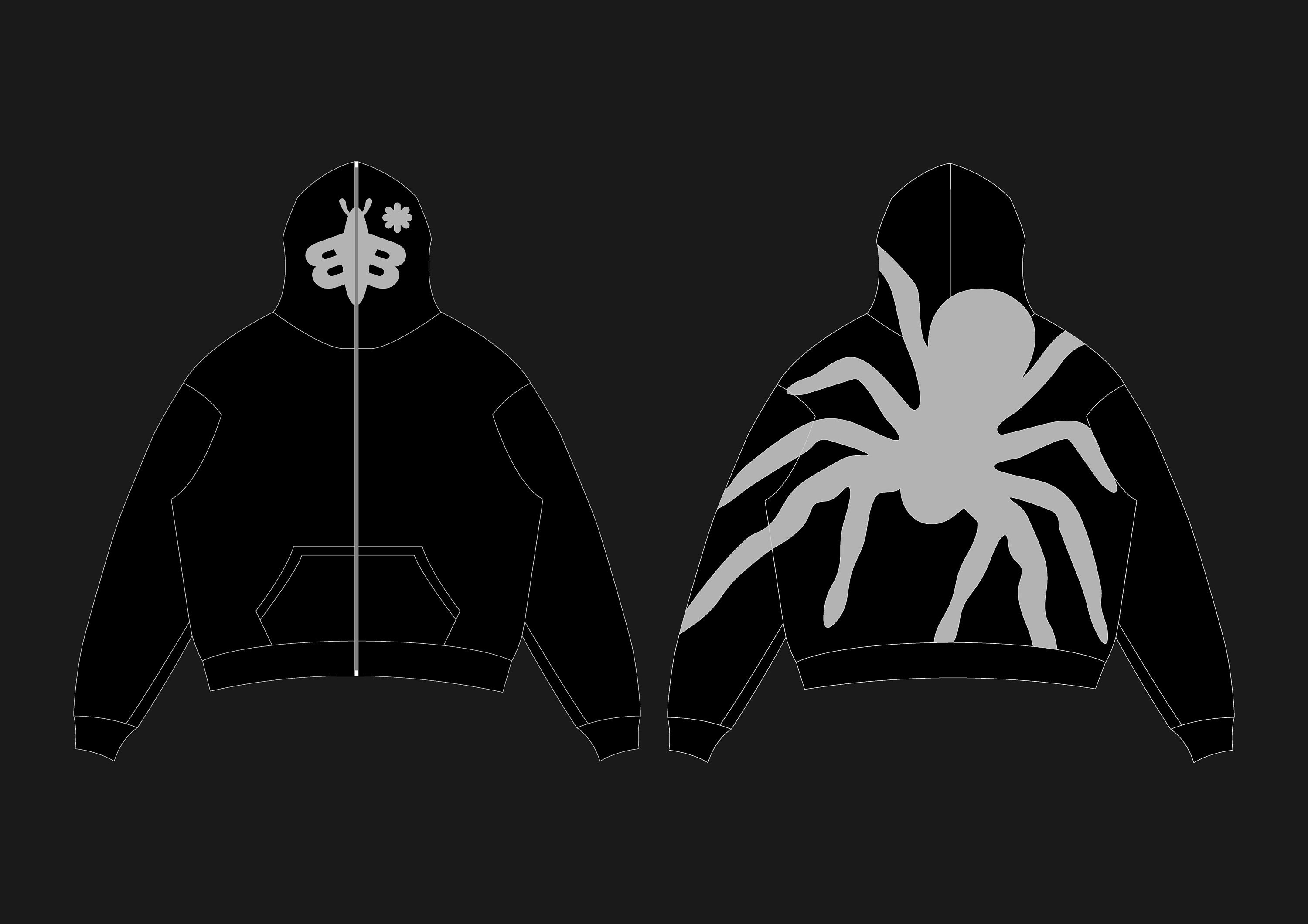 Streetwear Vector Full Zip Mockup Up Hoodie Template Etsy