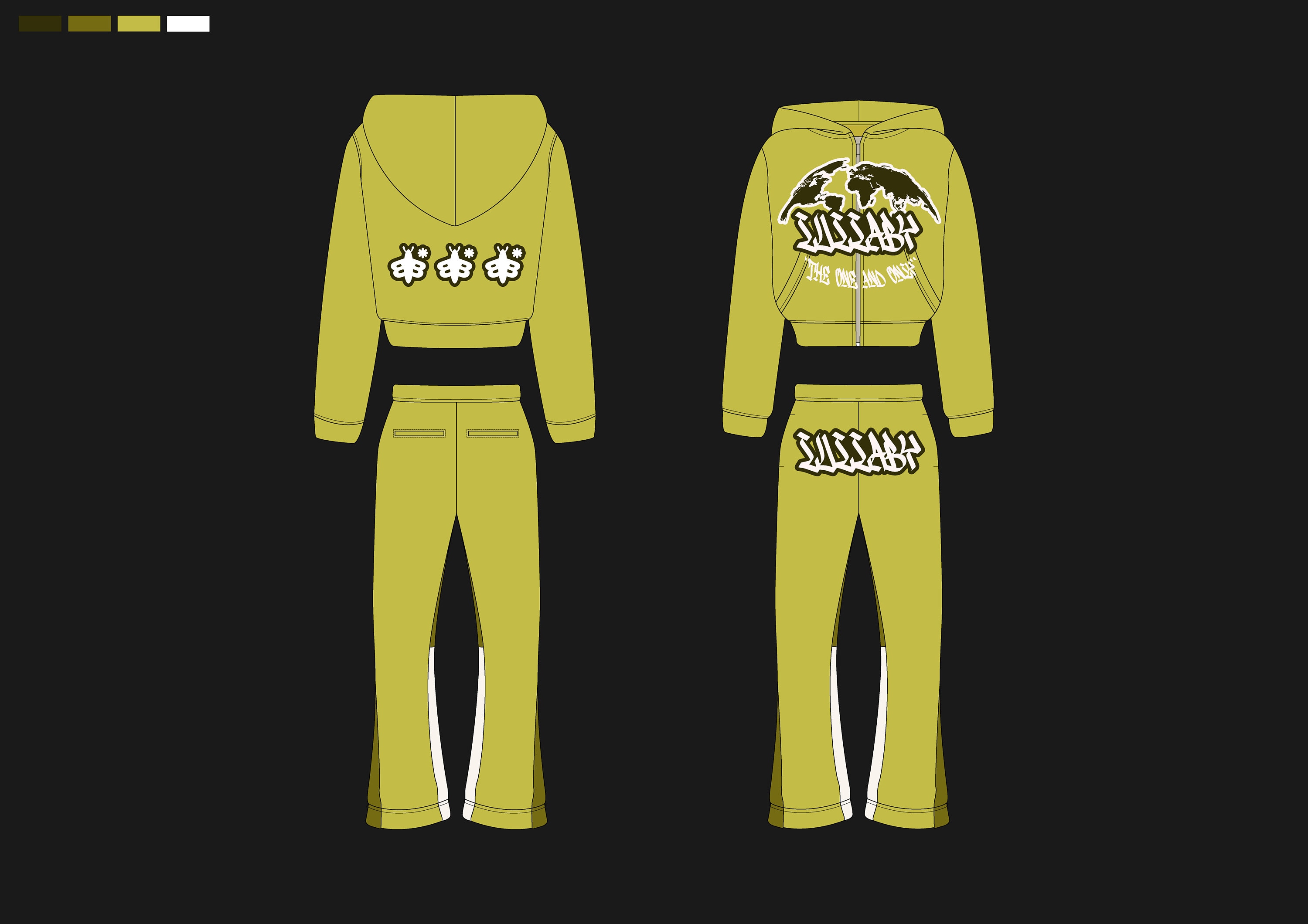 Women Cropped Hoodie Template Tracksuit Mockup Flared Sweats Vector ...