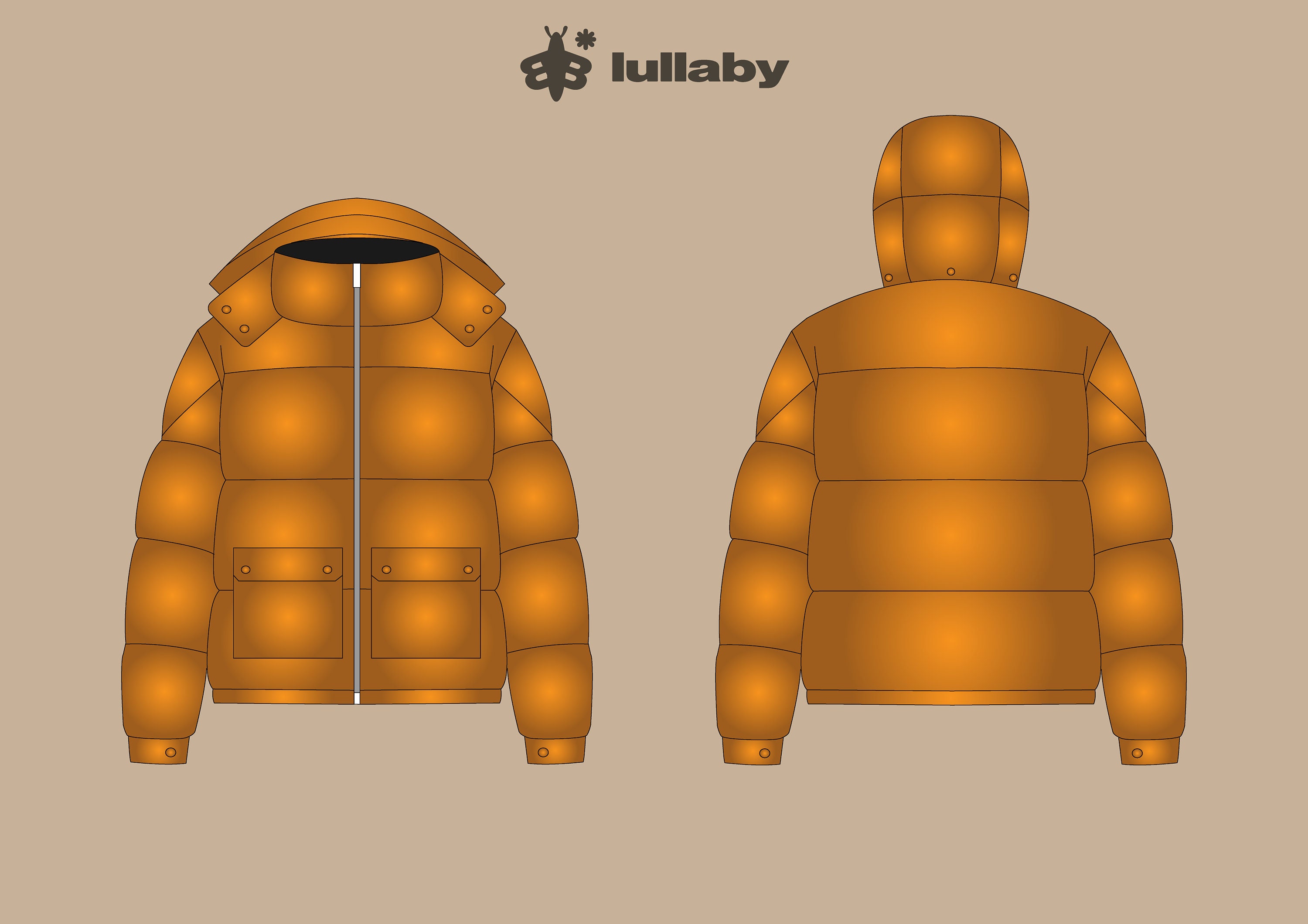 Puffer Jacket Mockup Streetwear Vector Template Procreate Template ...