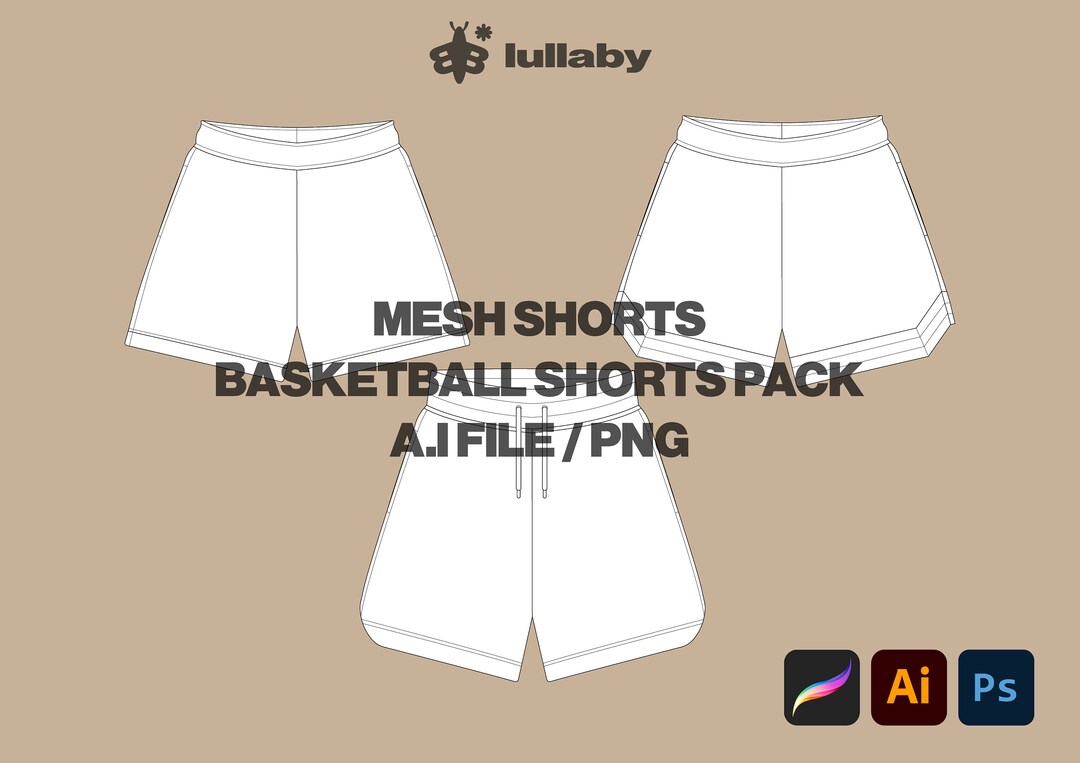 Mesh Shorts Template Bundle Shorts Tech Pack Streetwear Vector Template ...