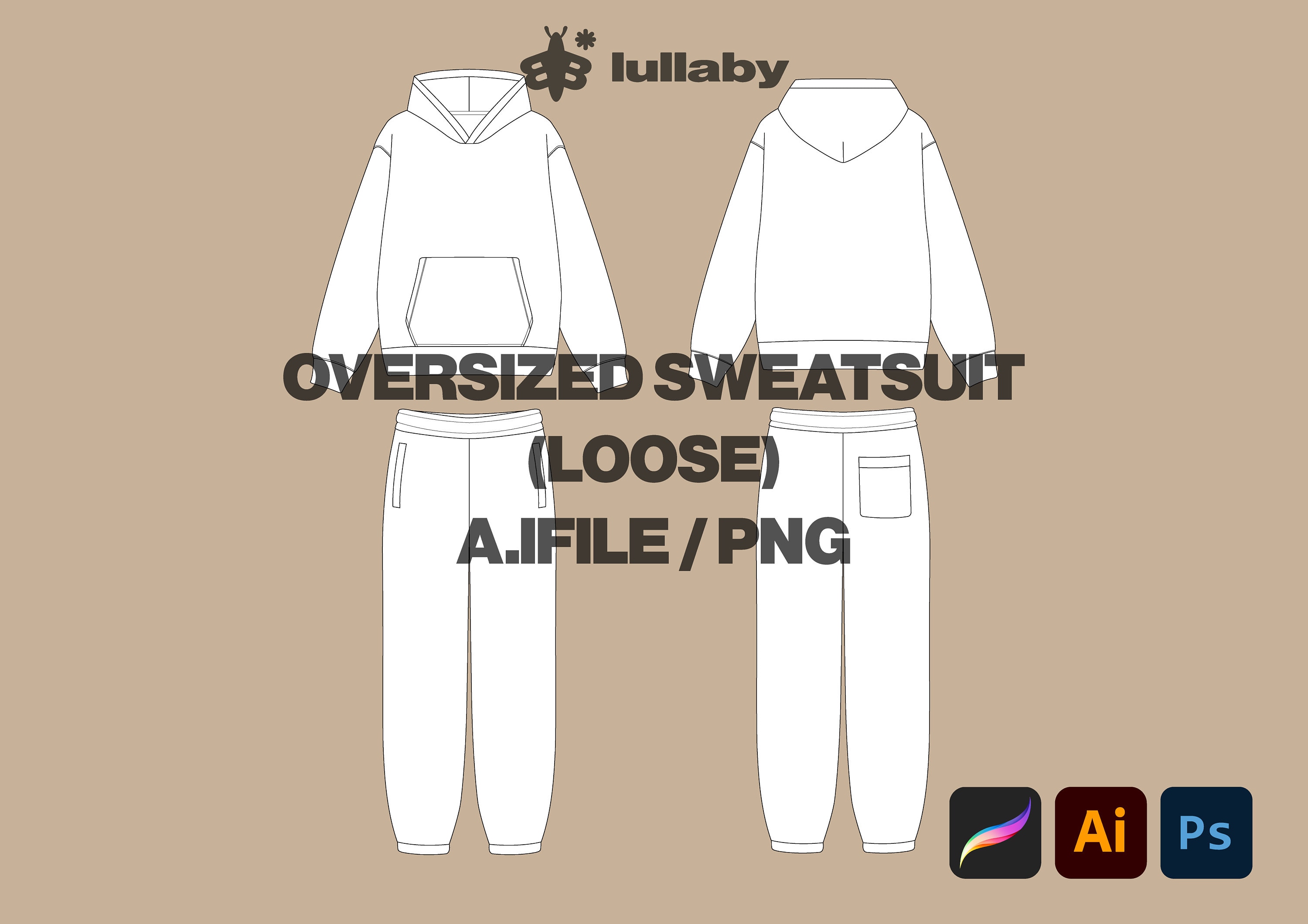 Streetwear Hoodie Template Tracksuit Vector Tech Pack Sweatpants Mockup ...