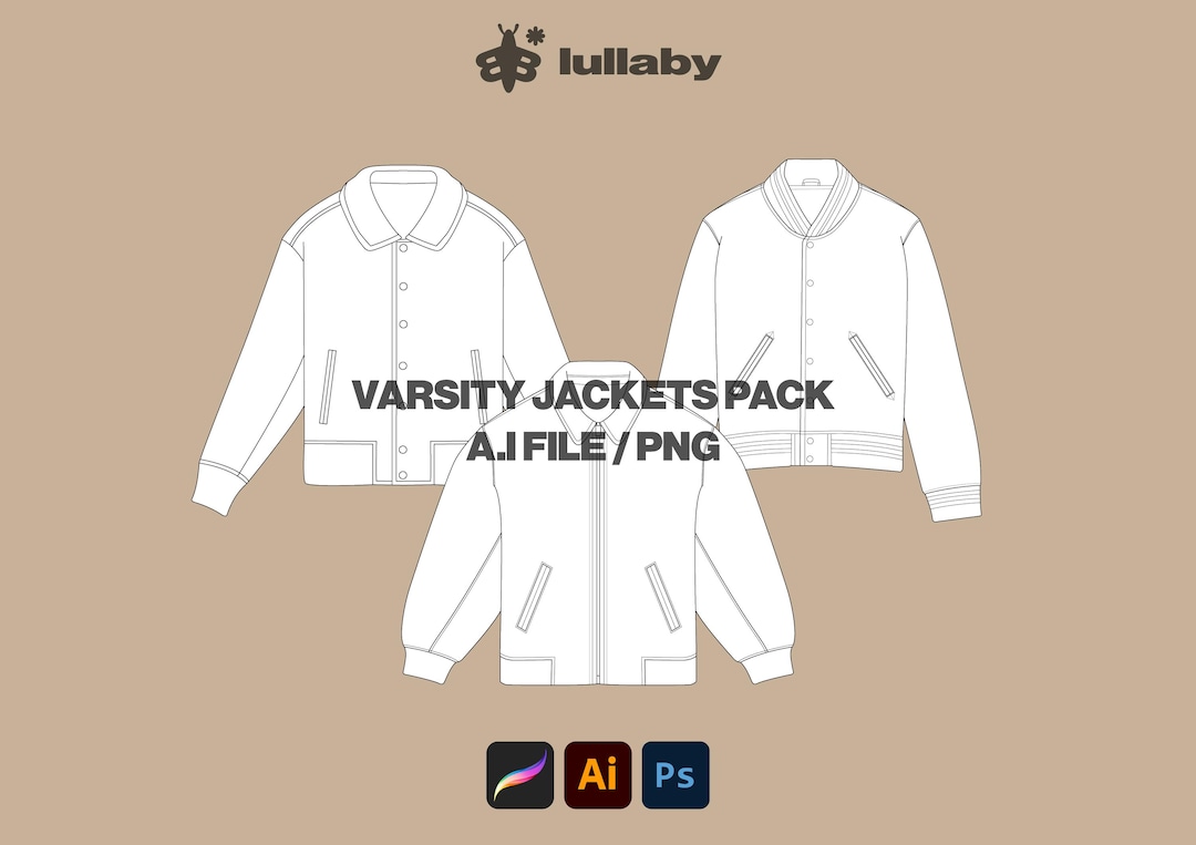 Varsity Jacket Template Pack Jacket Tech Pack Streetwear Vector Mockup ...