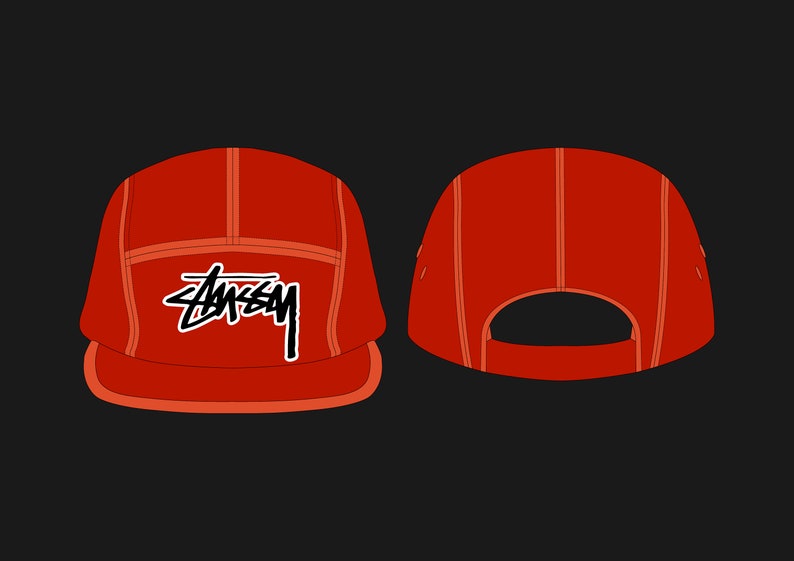 Streetwear Vector Cap Mockup 5 Pannel Cap Vector Tech Pack Illustrator ...