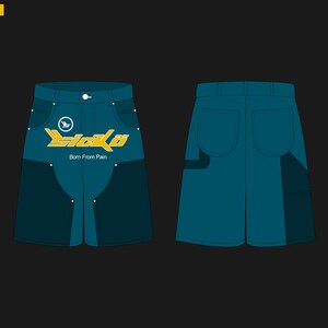 Carpenter Shorts Mockup – Jorts Tech Pack Template (AI Vector for ...