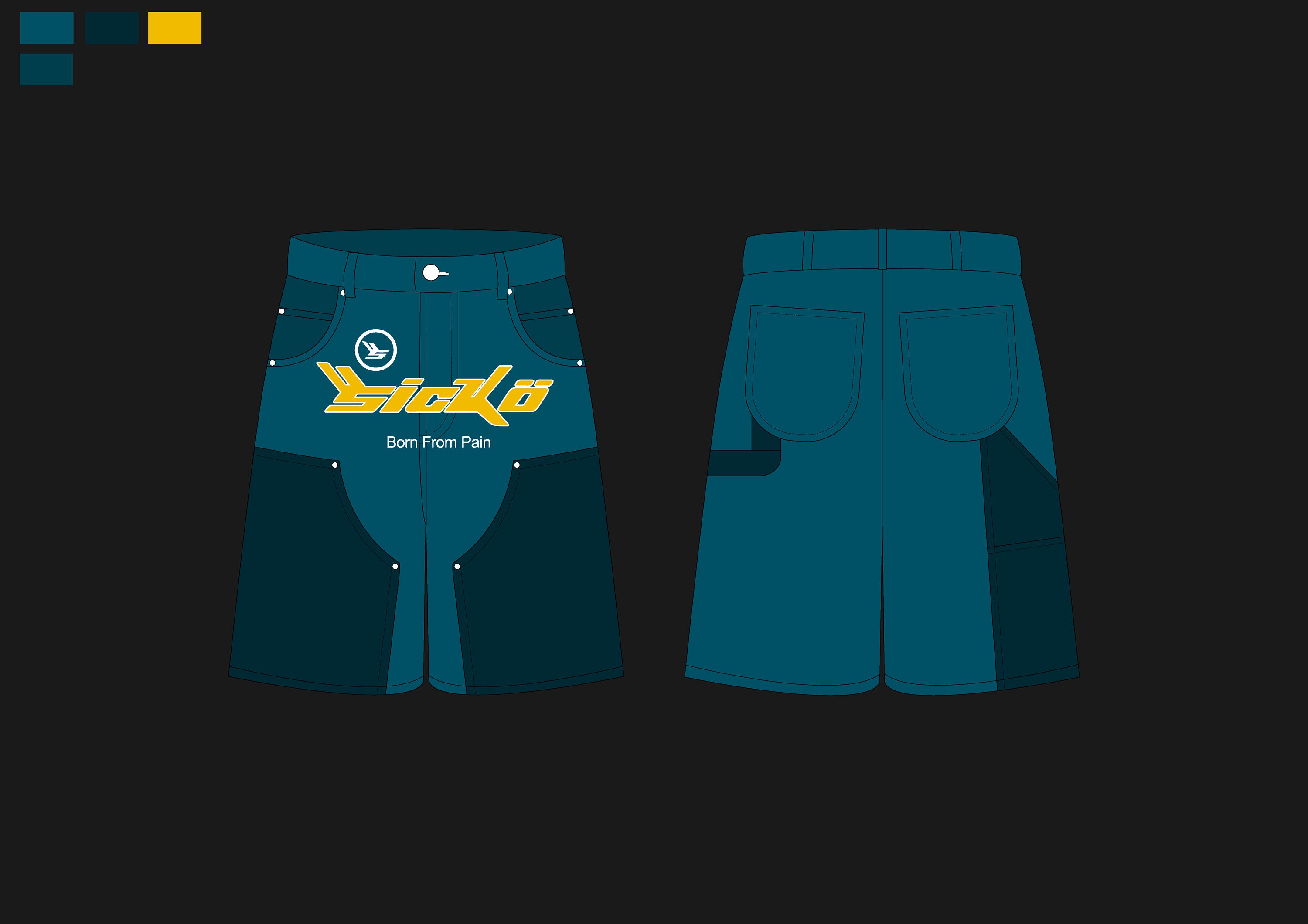 Carpenter Shorts Mockup – Jorts Tech Pack Template (AI Vector for ...