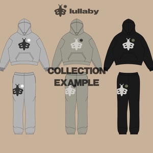 Streetwear Tracksuit Template + Flared Set Pack Vector Mockup ...