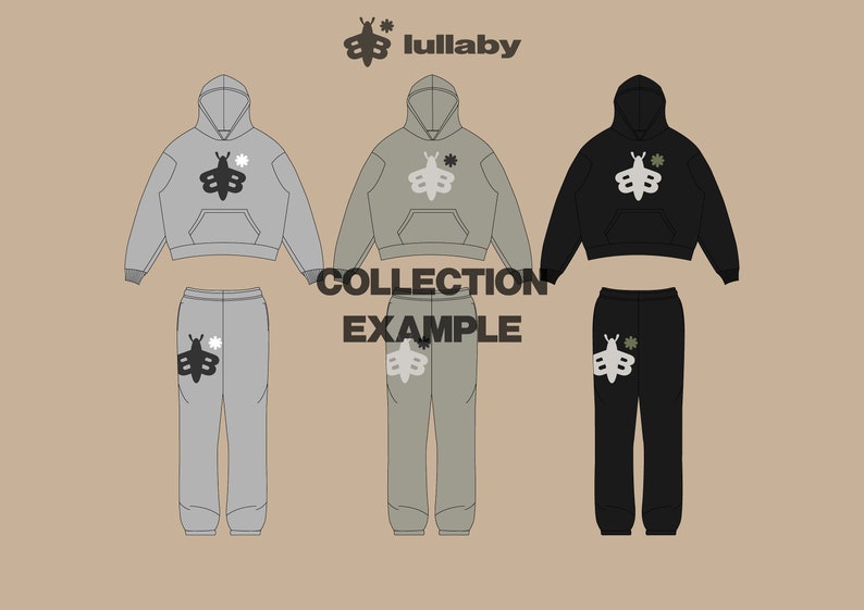 Streetwear Tracksuit Template + Flared Set Pack Vector Mockup ...