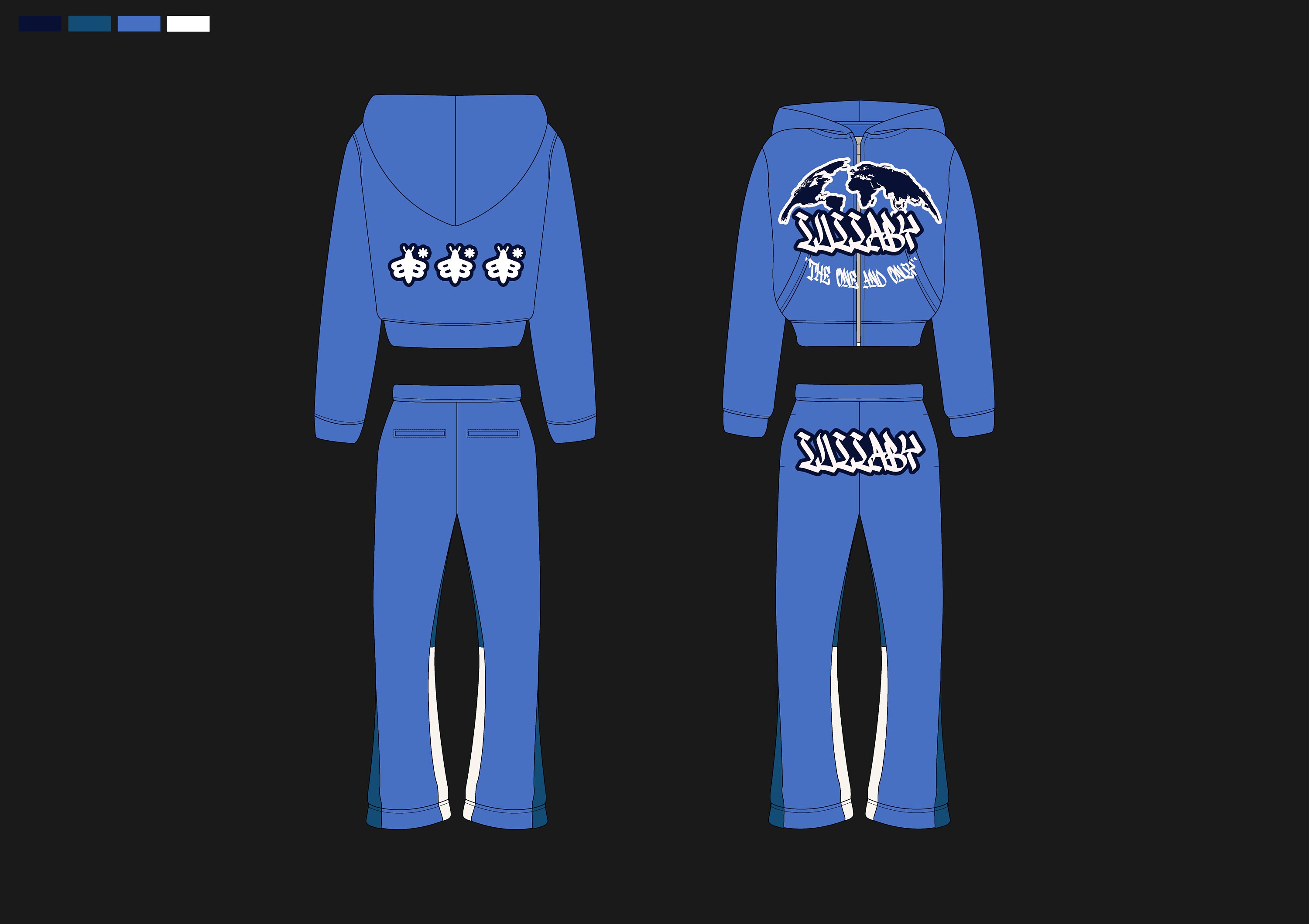 Women Cropped Hoodie Template Tracksuit Mockup Flared Sweats Vector ...