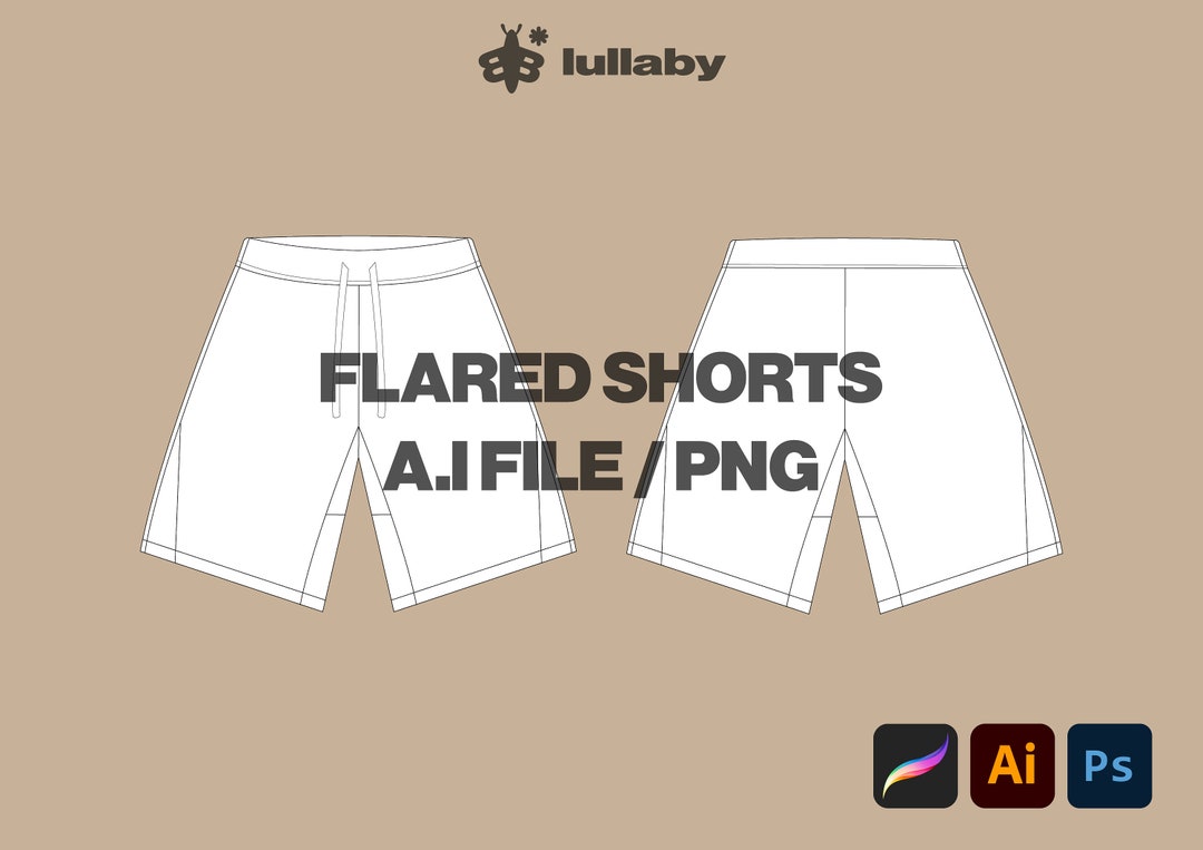 Streetwear Tech Pack Flared Shorts Mockup Streetwear Vector Template ...