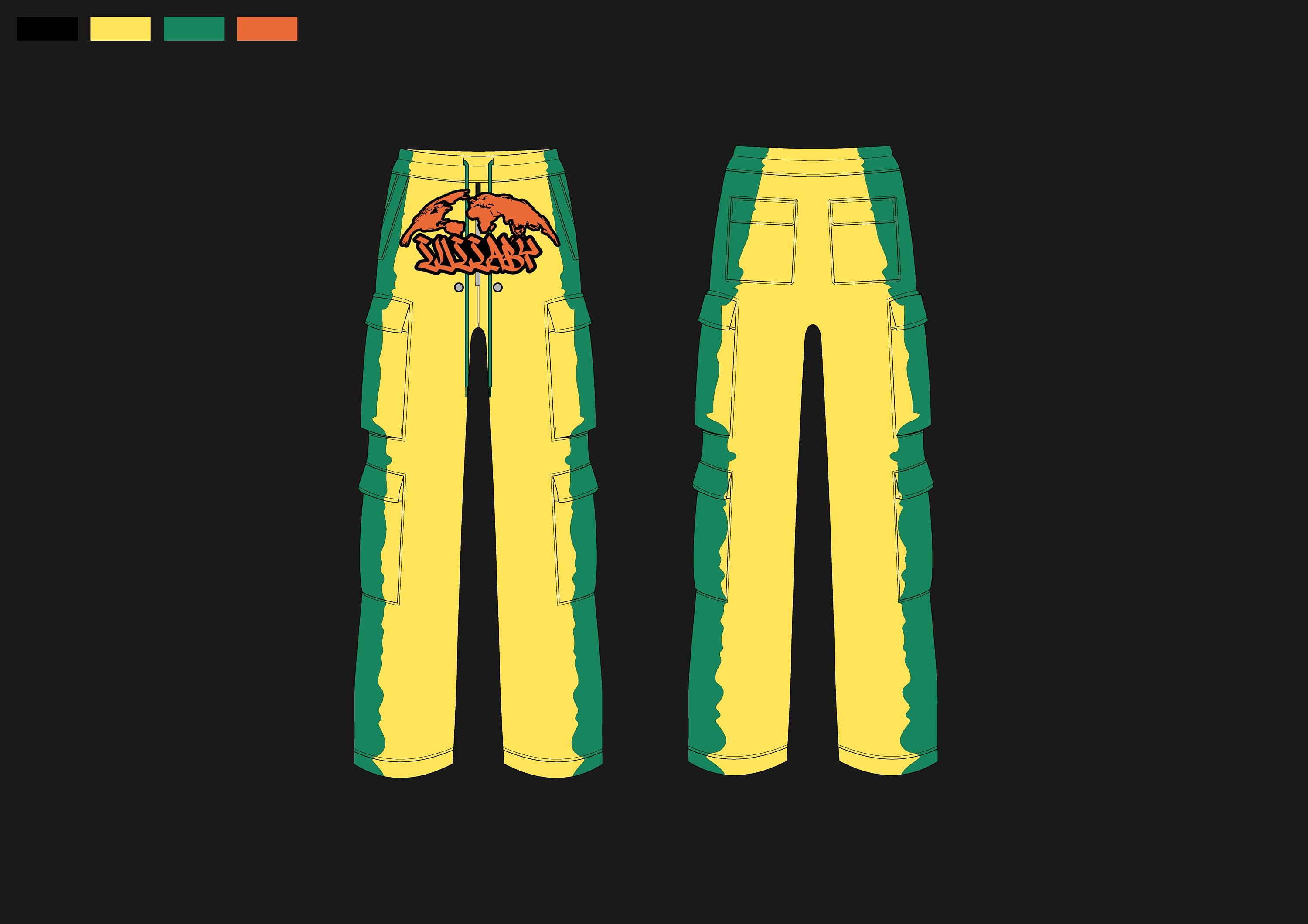 Streetwear Cargo Pants Template Wide Pants Vector Template Illustrator ...