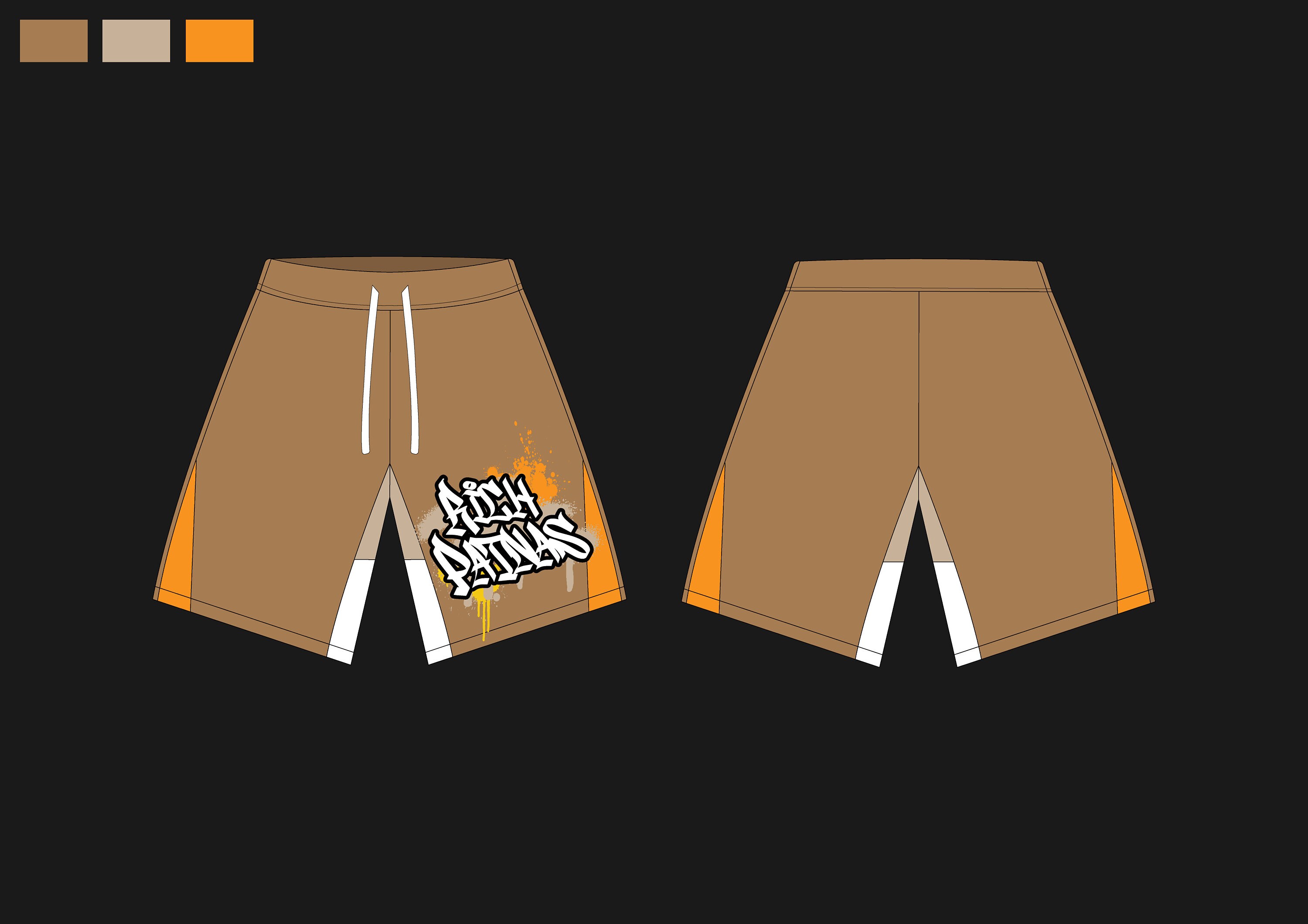 Streetwear Tech Pack Flared Shorts Mockup Streetwear Vector Template ...