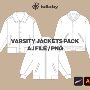 Varsity Jacket Template Pack Jacket Tech Pack Streetwear Vector Mockup ...