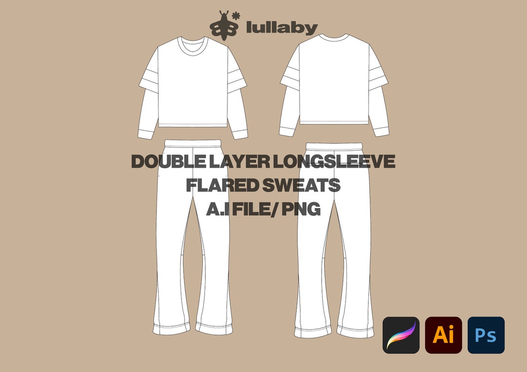 Longsleeve Mockup Tracksuit Mockup Flared Sweatpants Vector Mockup ...