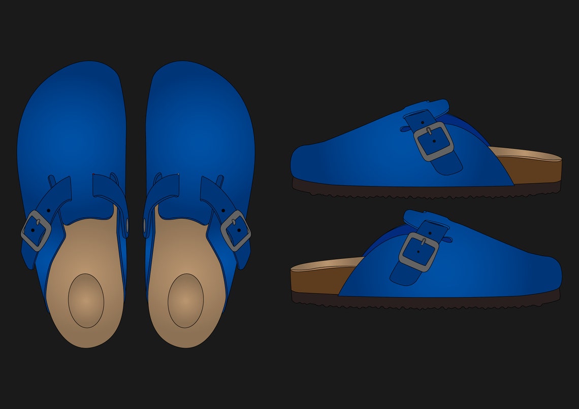 Streetwear Clogs Mockup Template: Vector Tech Pack (illustrator, PNG ...