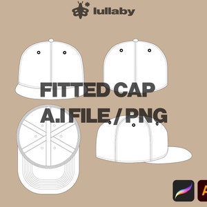 Streetwear Cap Streetwear Vector Cap Tech Pack Fitted Hat Mockup Vector ...