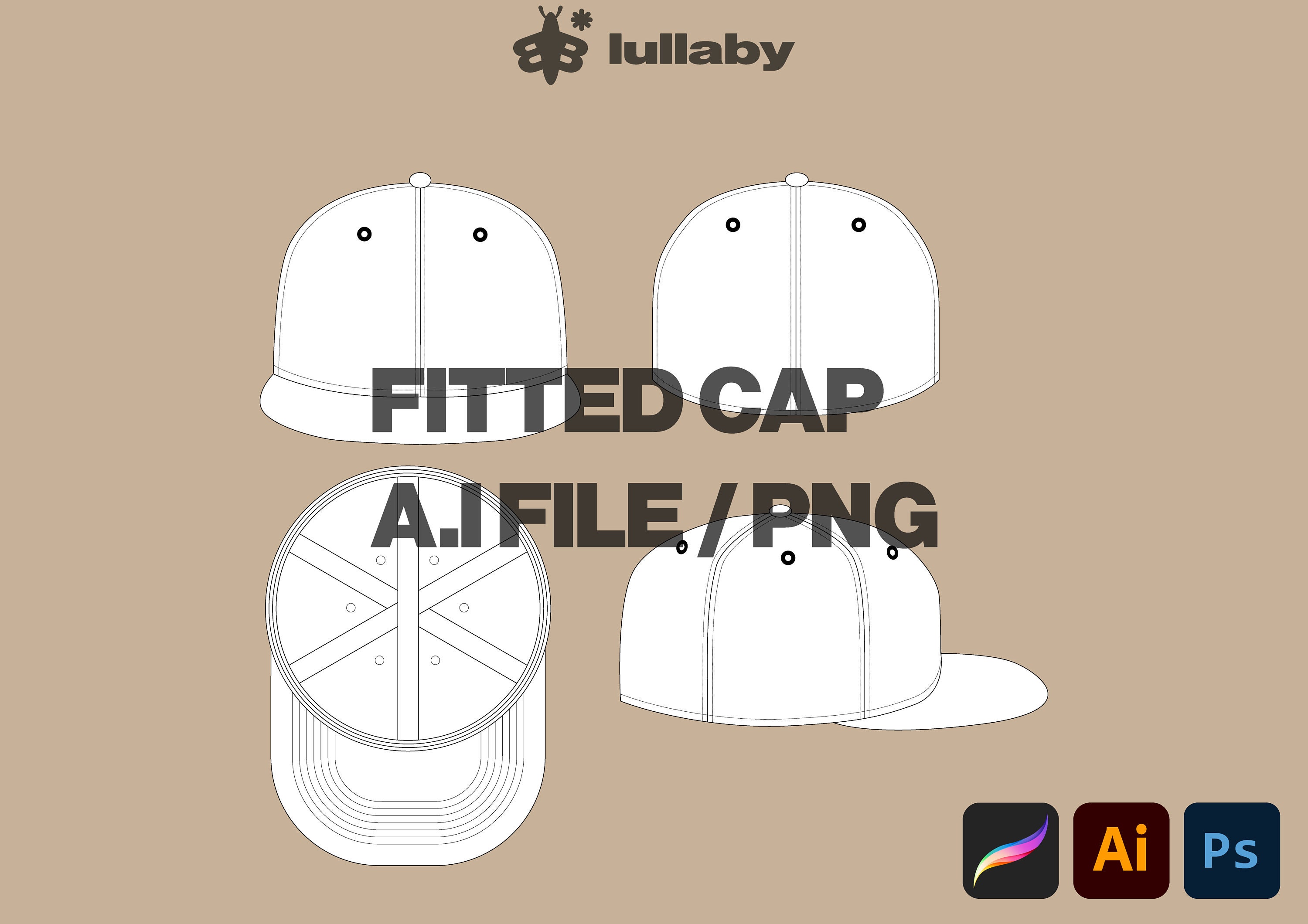Streetwear Cap Streetwear Vector Cap Tech Pack Fitted Hat Mockup Vector ...