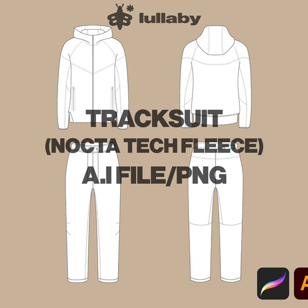 Streetwear Tracksuit Template Flared Set Pack Vector Mockup Illustrator ...