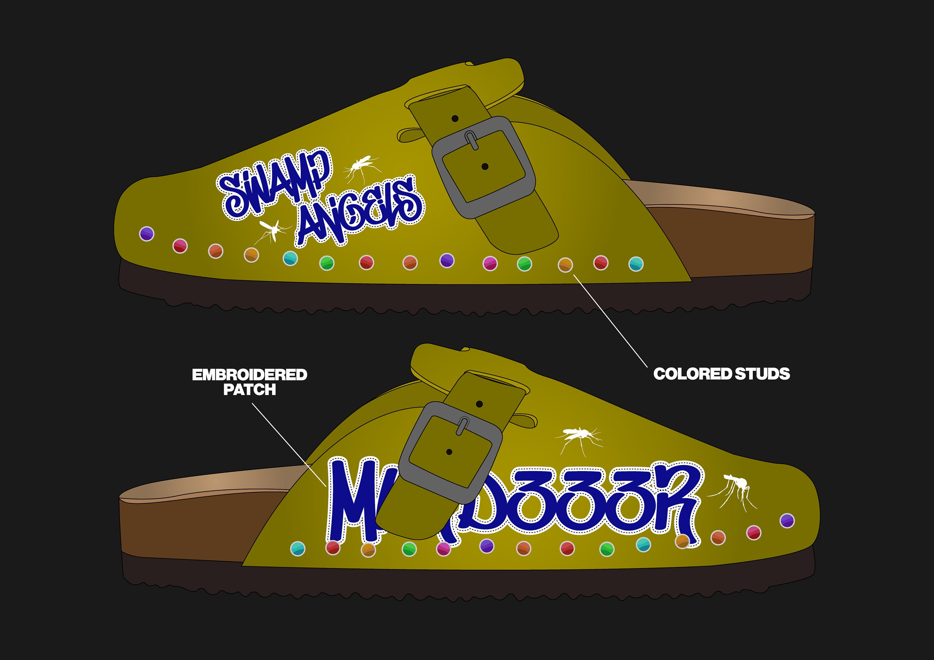 Streetwear Clogs Mockup Template: Vector Tech Pack (illustrator, PNG ...