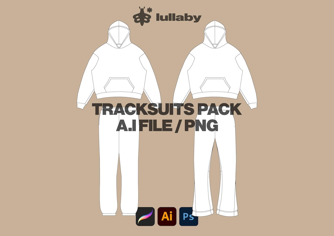 Streetwear Tracksuit Template + Flared Set Pack Vector Mockup ...