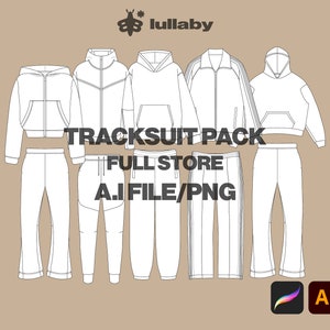 Tracksuit Mockup Pack Streetwear Vector Tech Pack Illustrator Template ...