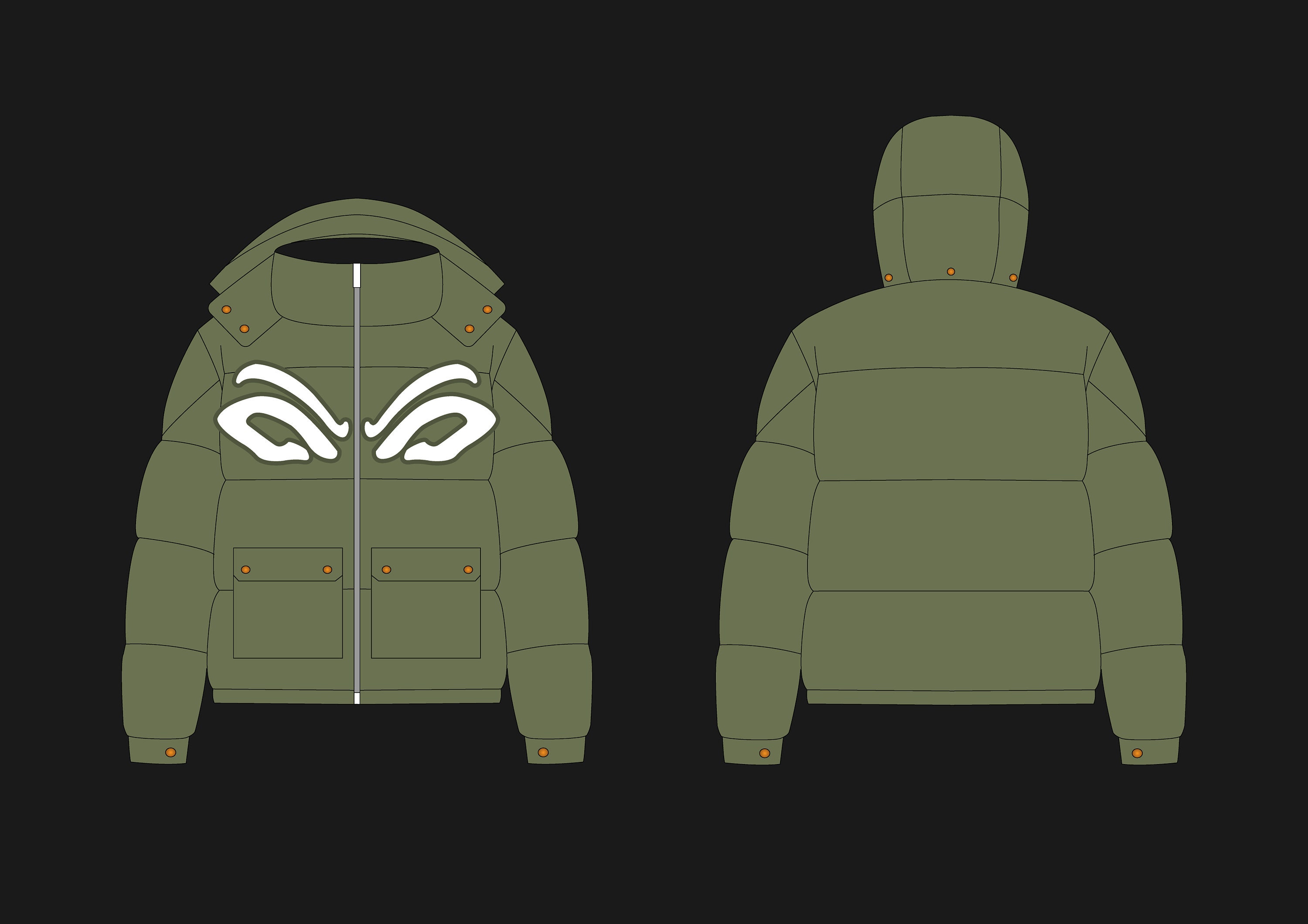 Puffer Jacket Mockup Streetwear Vector Template Procreate Template ...
