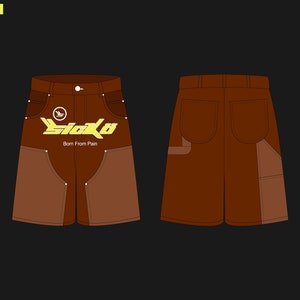 Carpenter Shorts Mockup – Jorts Tech Pack Template (AI Vector for ...