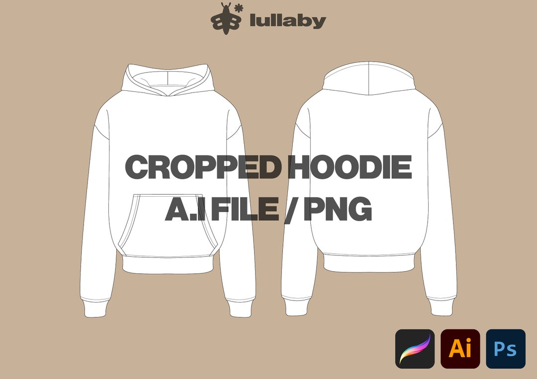 Cropped Hoodie Template Hoodie Mockup Streetwear Vector Adobe ...