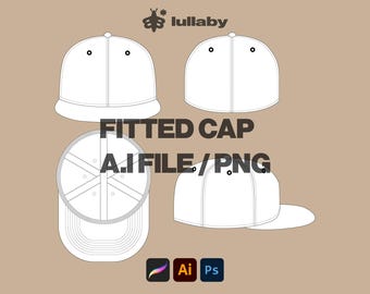 Fitted Cap Mockup Vector Fitted Hat Mockup Streetwear Tech Pack Hat Mockup Template Clothing ...