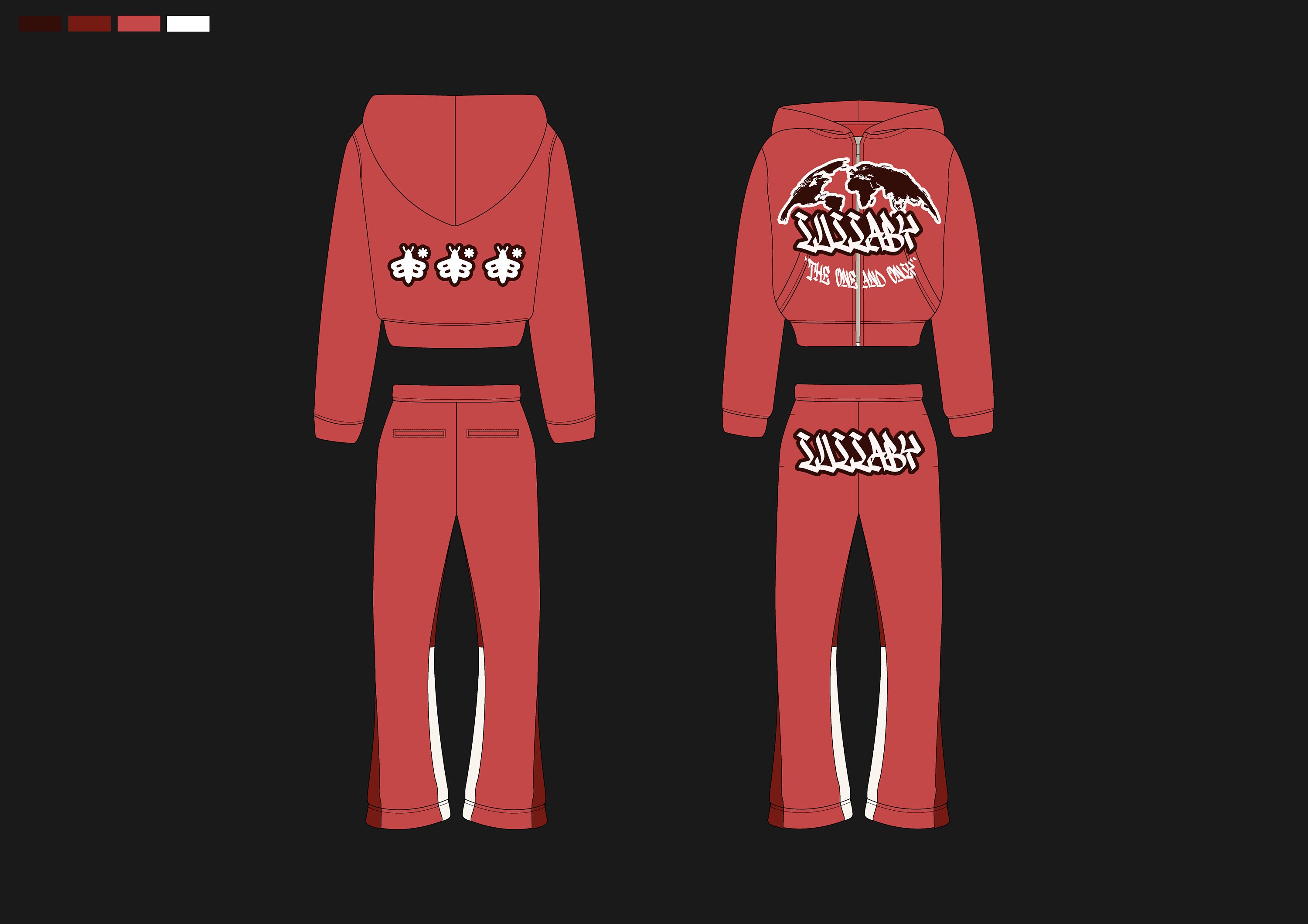 Women Cropped Hoodie Template Tracksuit Mockup Flared Sweats Vector ...