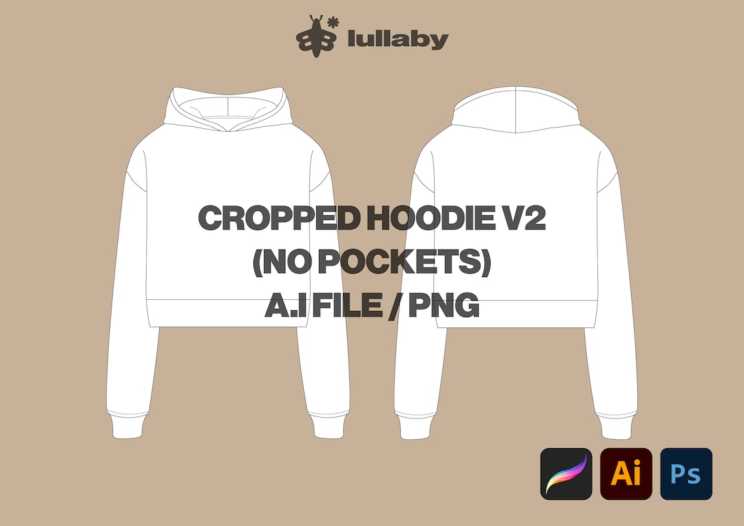 Cropped Hoodie Template Hoodie Mockup V2 Streetwear Vector Adobe ...