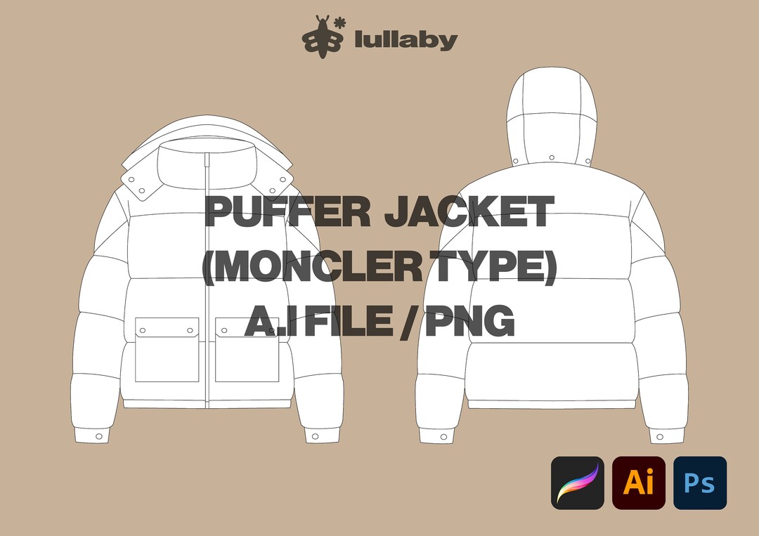 Puffer Jacket Mockup Streetwear Vector Template Procreate Template ...