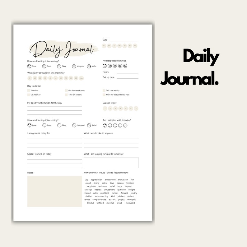 Mood Tracker Growth Mindset Self Care Worksheet Personal - Etsy