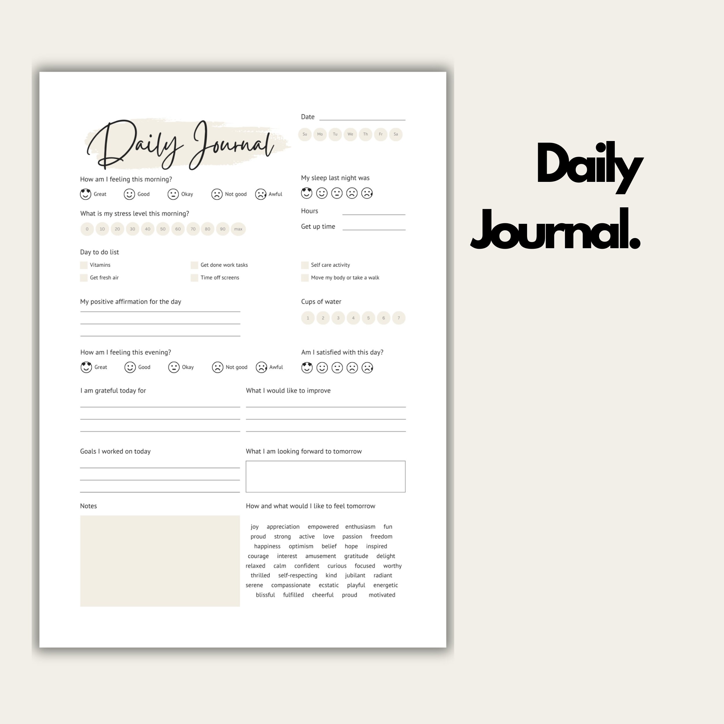 Mood Tracker Growth Mindset Self Care Worksheet Personal - Etsy