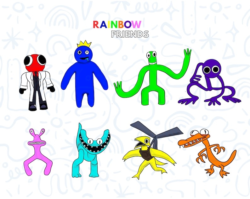 Roblox-inspired Rainbow Friends Characters PNG Bundle: Instant Download ...