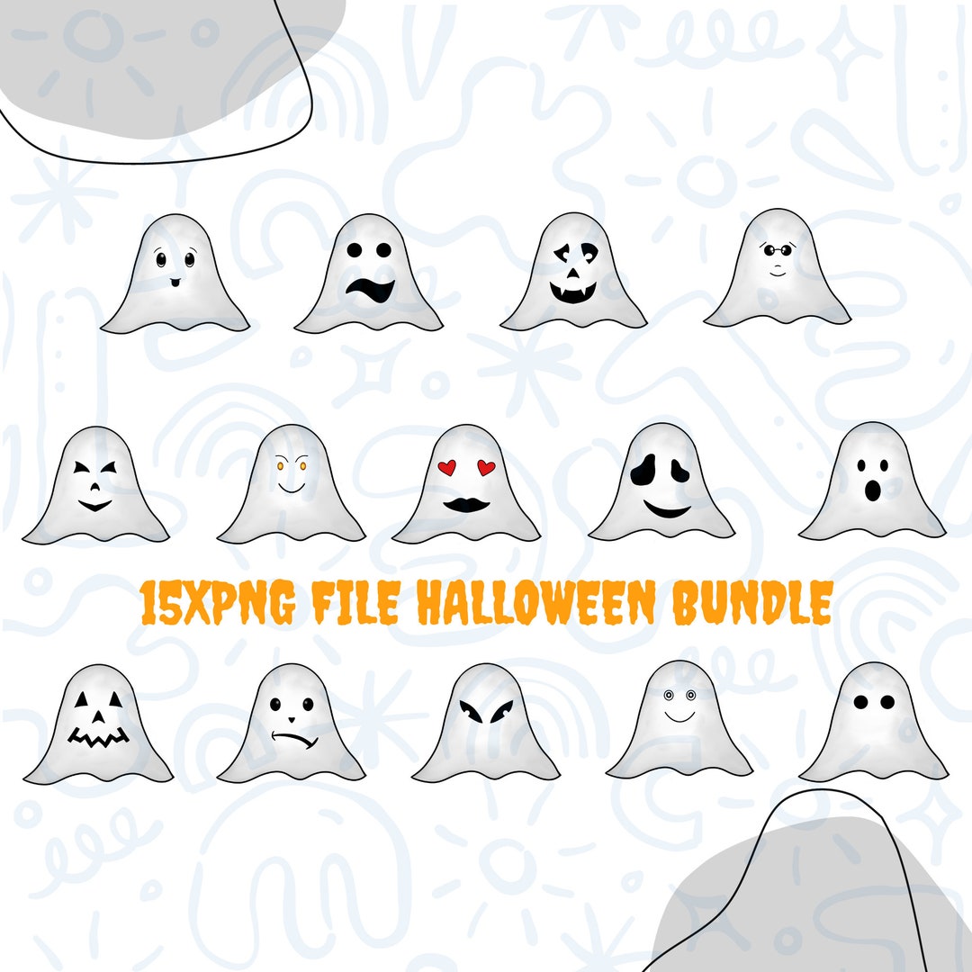 Printable Halloween Ghost 15xpng Bundle: Spooky Graphics for Your ...