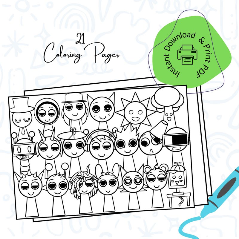 Sprunki Coloring Pages - Etsy