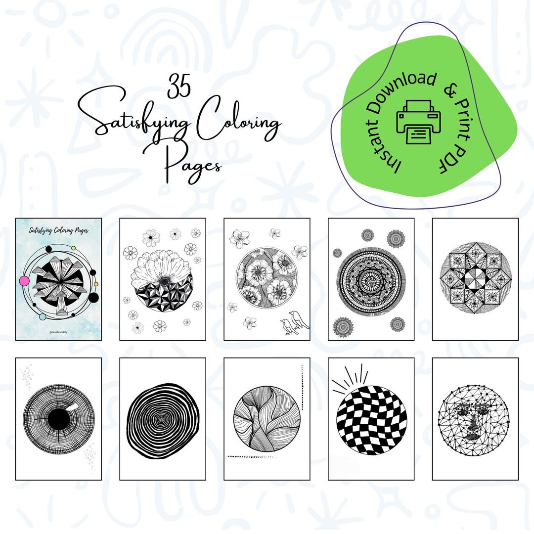 Satisfying Patterns Coloring Pages PDF Instant Download - Etsy