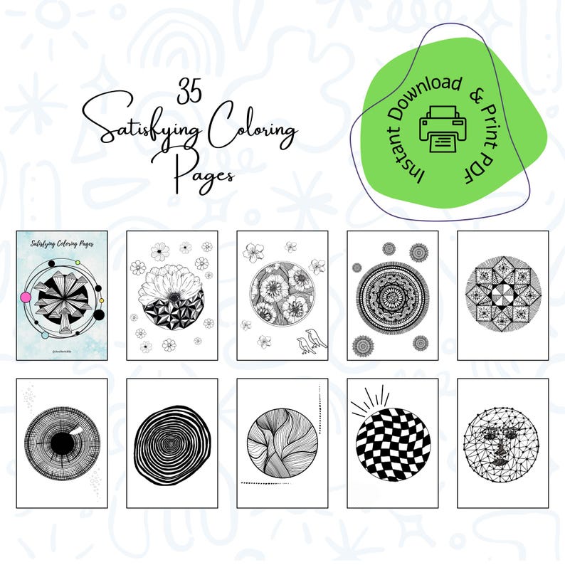 Satisfying Patterns Coloring Pages PDF Instant Download - Etsy